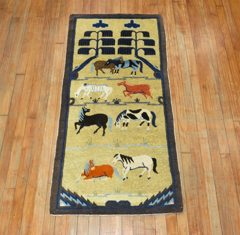 Chinese Animal Antique Pictorial Rug at 1stDibs