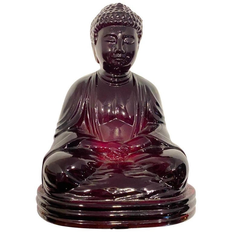 Chinese Antique Amber Gillinder Glass Sitting Buddha Paperweight For ...