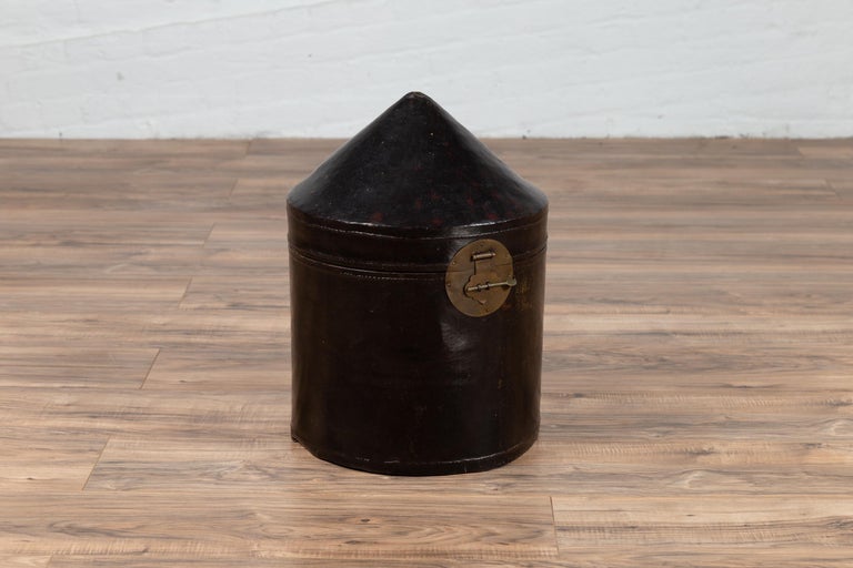 Chinese Antique Black Lacquered Decorative Box with Brass Lock and ...