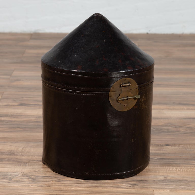 Chinese Antique Black Lacquered Decorative Box with Brass Lock and ...