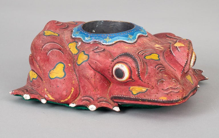 Chinese Antique Carved and Painted Frog For Sale at 1stDibs