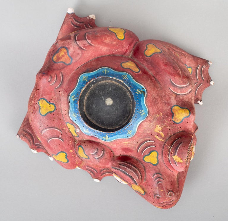 Chinese Antique Carved and Painted Frog For Sale at 1stDibs