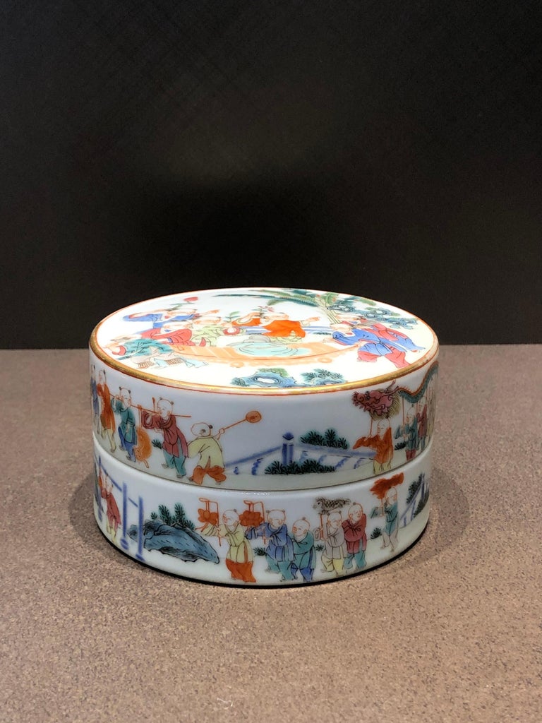 Chinese Antique Ink-Stone Case with Chinese Children Design, Qing ...