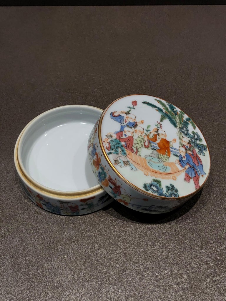 Chinese Antique Ink-Stone Case with Chinese Children Design, Qing ...