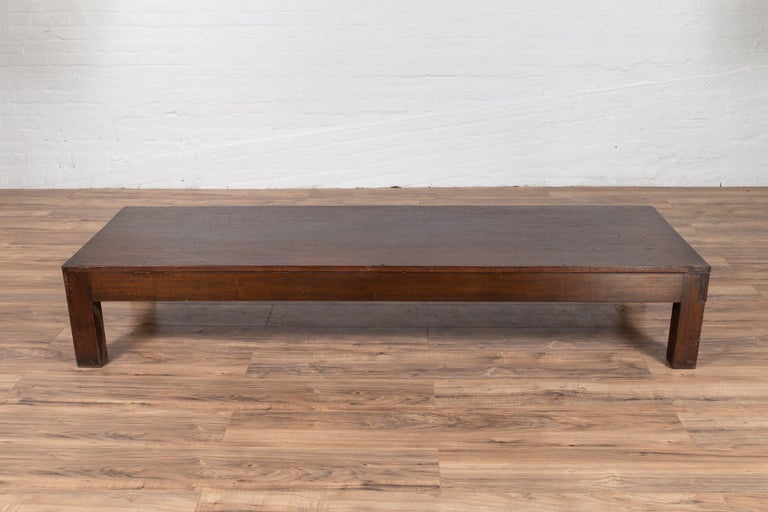 Chinese Antique Long Low Prayer Table with Walnut Patina and Square ...