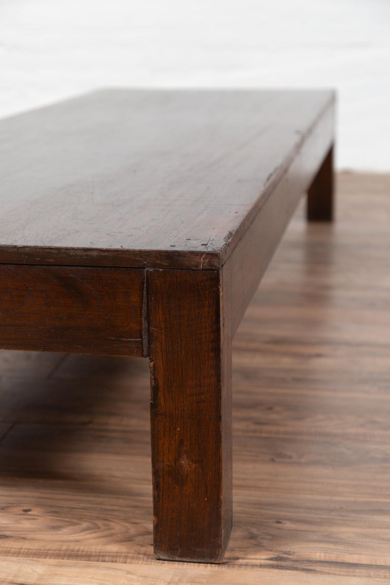 Chinese Antique Long Low Prayer Table with Walnut Patina and Square ...