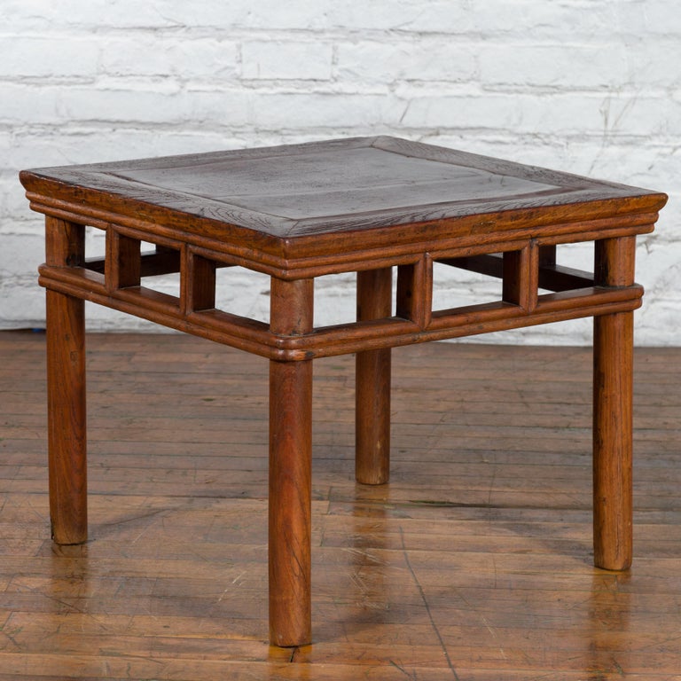 Chinese Antique Ming Style Side Table with Lacquered Top and Pillar ...