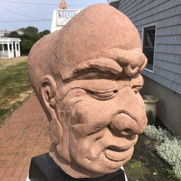 Chinese Old Monumental Hand Carved Stone Garden Monk Sculpture at 1stDibs