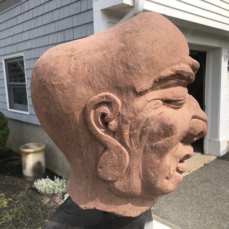 Chinese Old Monumental Hand Carved Stone Garden Monk Sculpture at 1stDibs