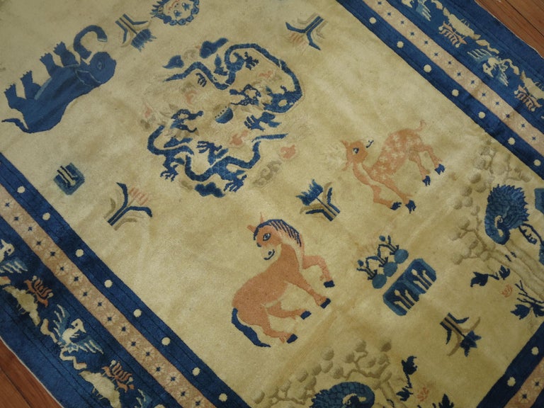 Chinese Antique Pictorial Animal Elephant Rug For Sale at 1stDibs ...