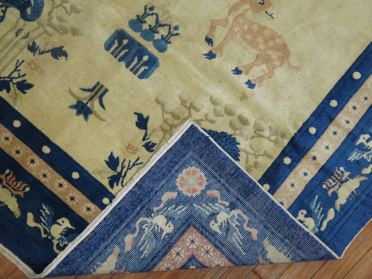 Chinese Antique Pictorial Animal Elephant Rug For Sale at 1stDibs ...