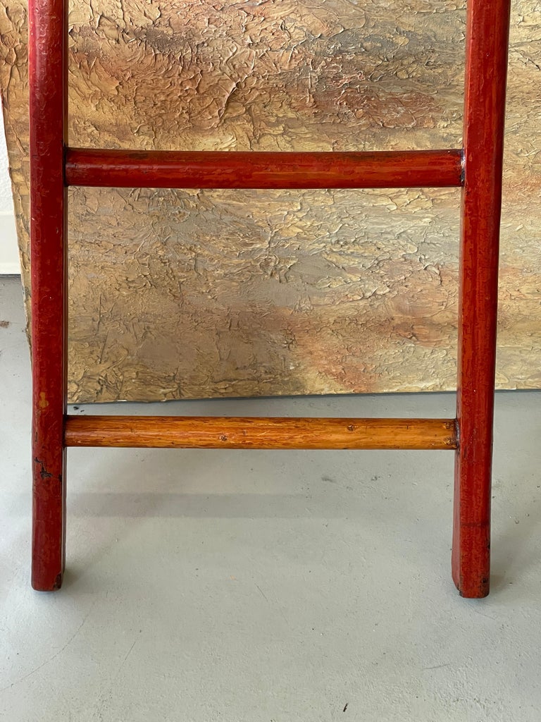 Chinese Antique Red Lacquer Ladder For Sale at 1stDibs