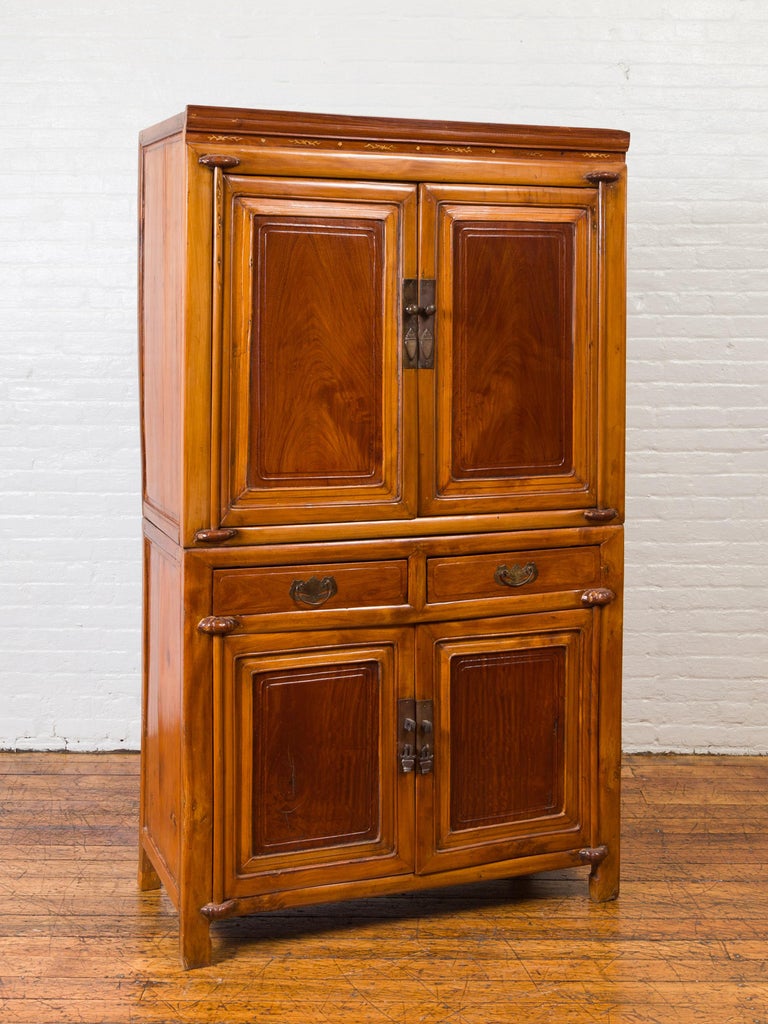 Chinese Antique Two-Toned Stacking Storage Cabinet with Doors and ...