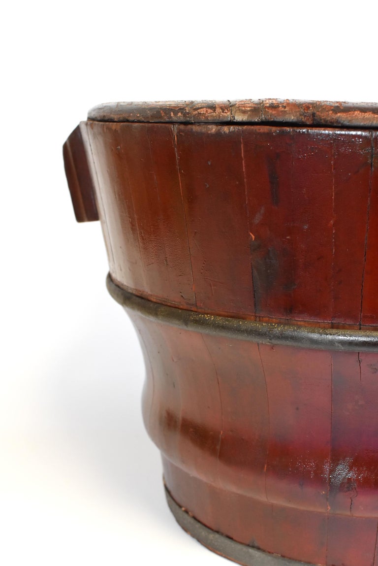 Chinese Antique Wedding Basket Bucket Yin Yang Motif For Sale at 1stDibs