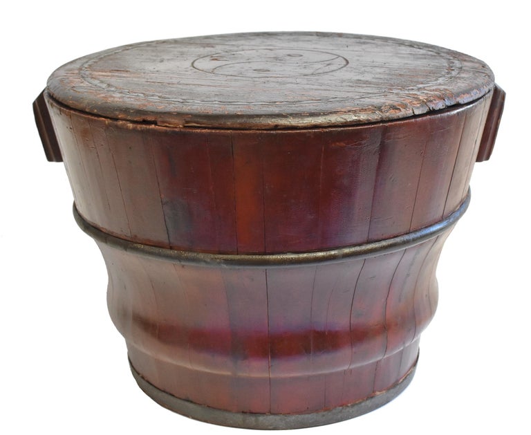 Chinese Antique Wedding Basket Bucket Yin Yang Motif For Sale at 1stDibs