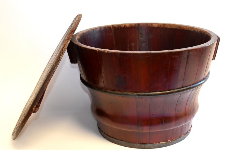 Chinese Antique Wedding Basket Bucket Yin Yang Motif For Sale at 1stDibs