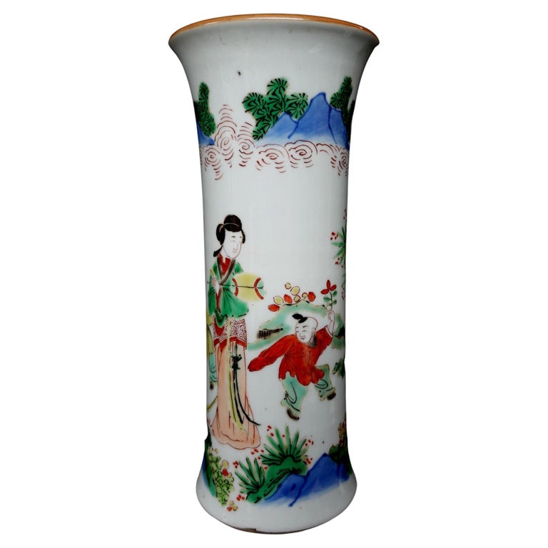 Chinese Antique Wu Tsai Beaker Form Vase, 19th Century, Ric.00036 For ...