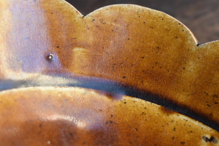 Chinese Antique Yellow Brown Glaze Pottery Small Plate / 11th-12th ...