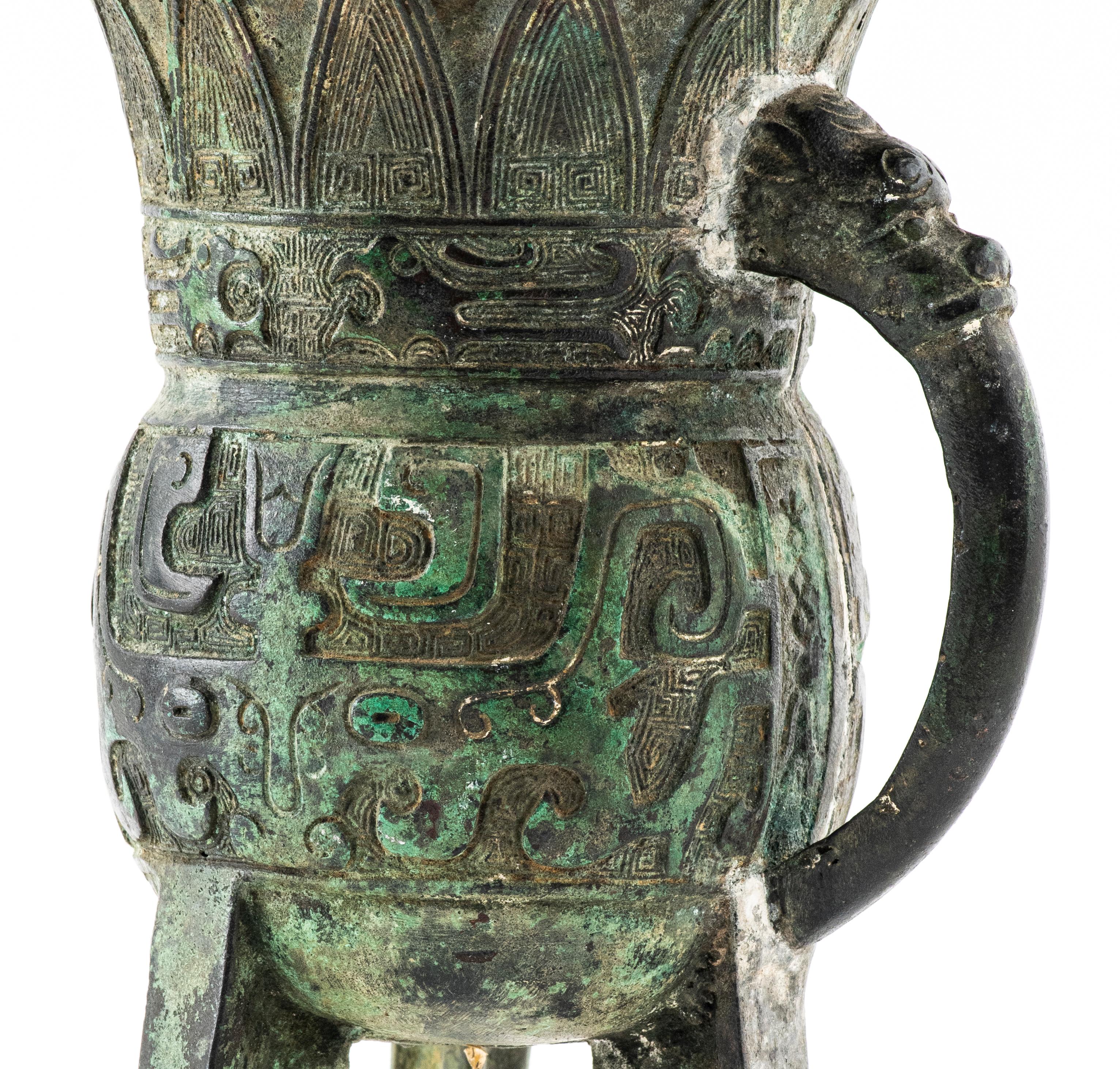 Chinese Archaic Style Jue Bronze Libation Vessel For Sale at 1stDibs