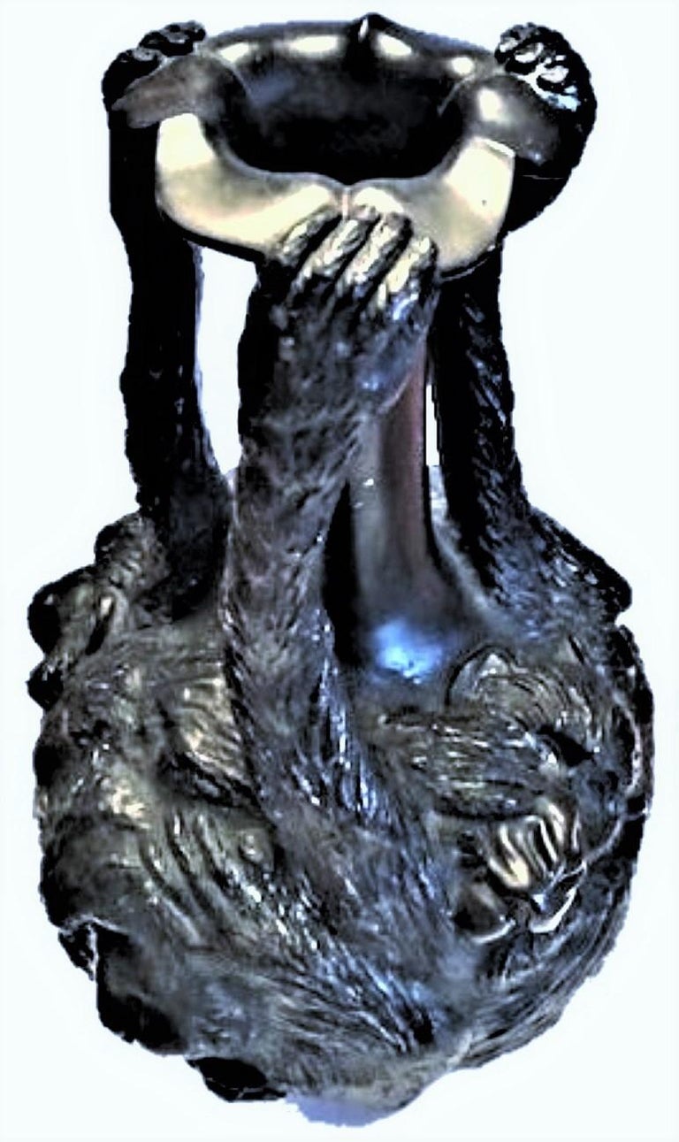 Chinese Art Deco Patinated Bronze Vase with Monkeys, circa 1920s For ...