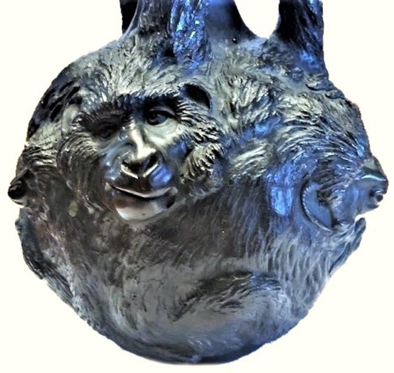 Chinese Art Deco Patinated Bronze Vase with Monkeys, circa 1920s For ...