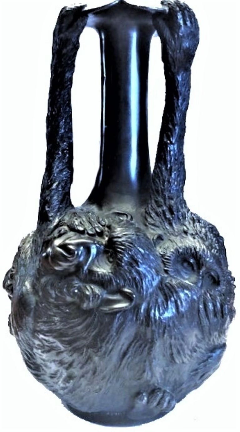 Chinese Art Deco Patinated Bronze Vase with Monkeys, circa 1920s For ...