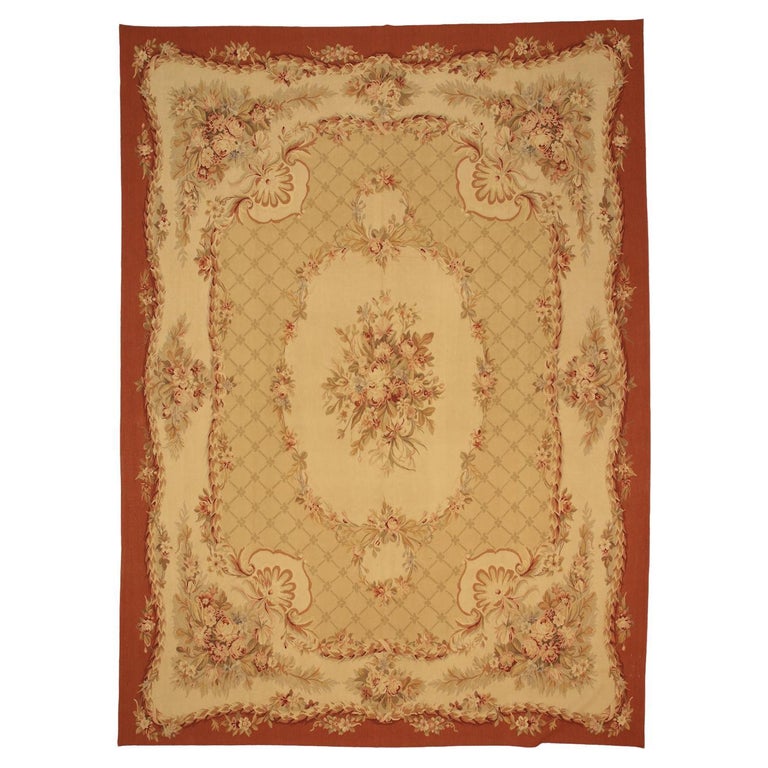 Chinese Aubusson Flat-Weave Rug with Medallion and Floral Design, 21st ...