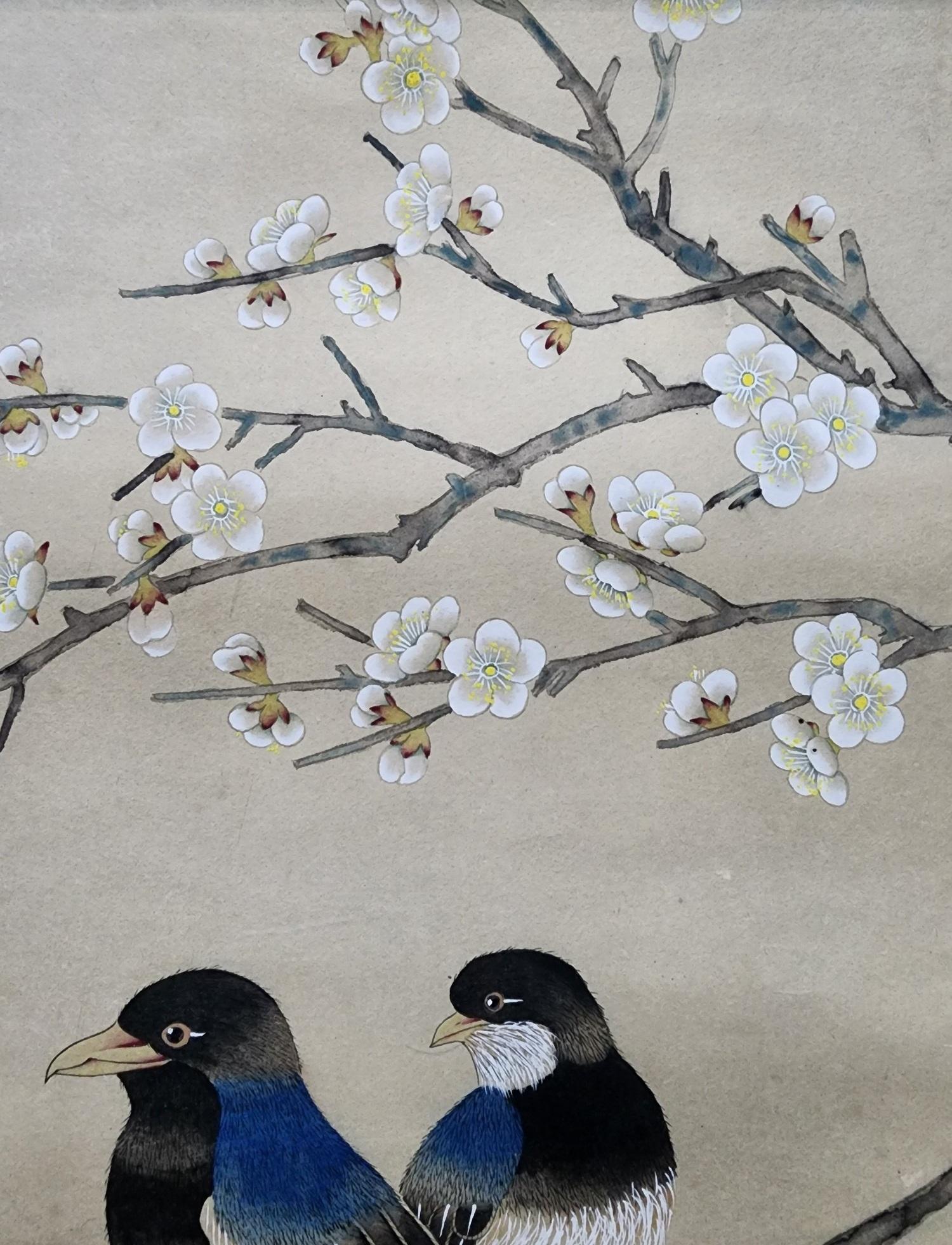 Chinese Auspicious Birds Flowers Painting For Sale at 1stDibs