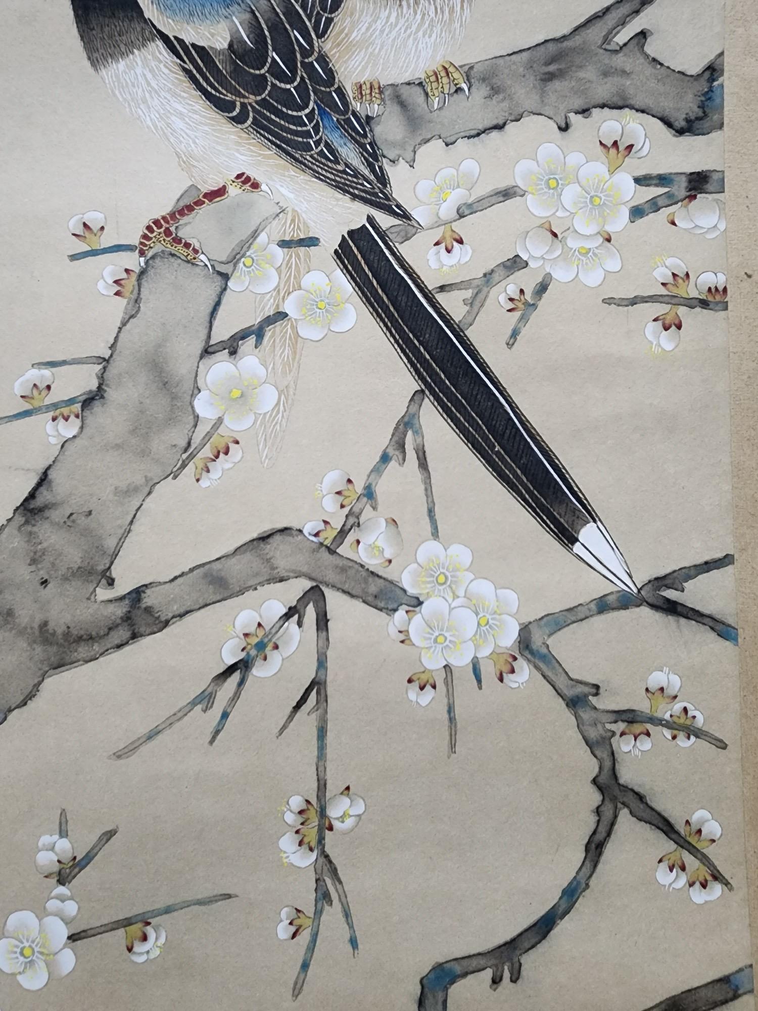 Chinese Auspicious Birds Flowers Painting For Sale at 1stDibs