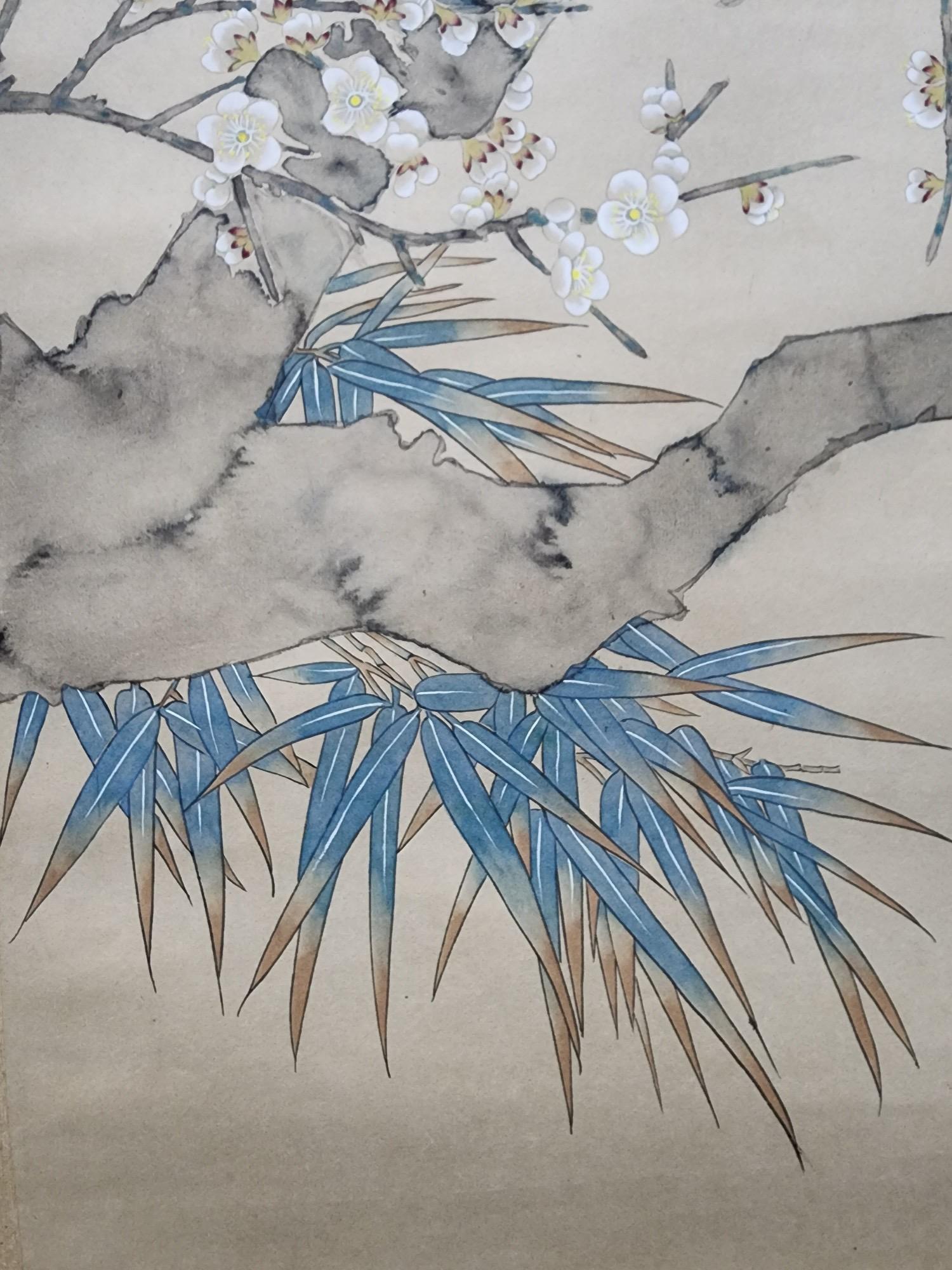 Chinese Auspicious Birds Flowers Painting For Sale at 1stDibs