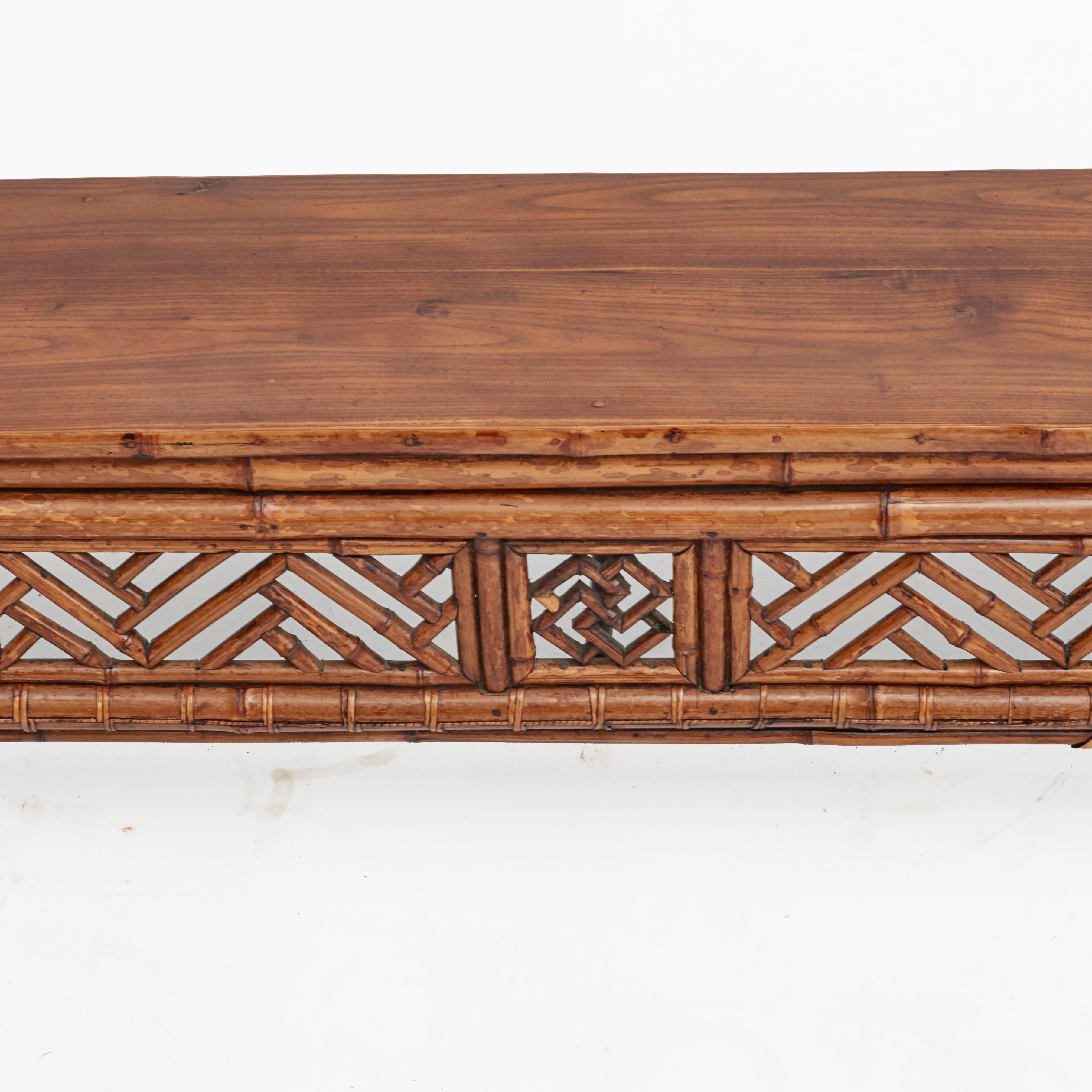 Chinese Bamboo Low Console Table For Sale at 1stDibs