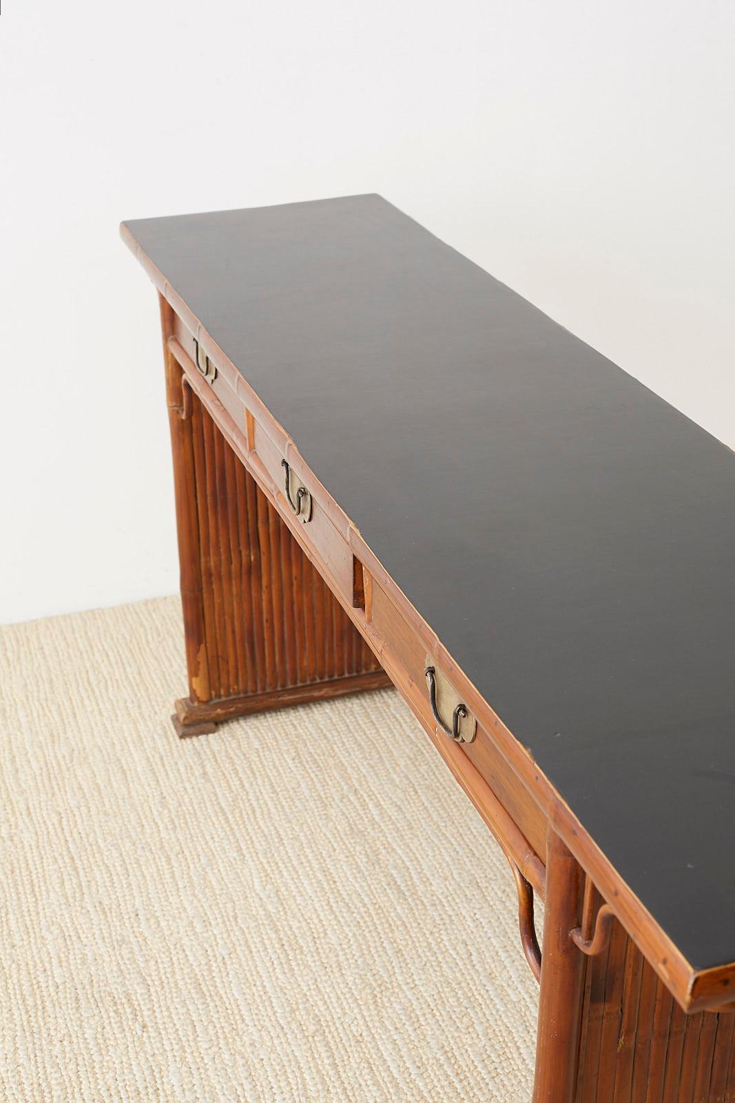 Chinese Bamboo Rattan Altar Table or Server Console Table at 1stDibs