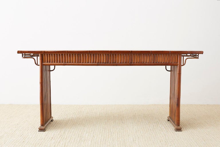Chinese Bamboo Rattan Altar Table or Server Console Table at 1stDibs