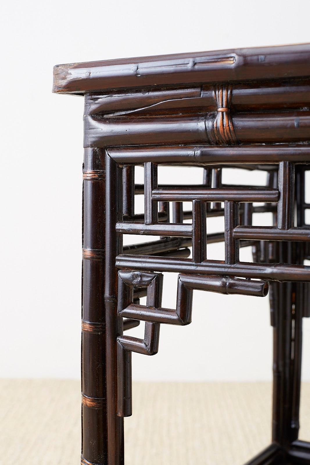 Chinese Bamboo Rattan Lacquered Two-Tier Centre Table For Sale at ...