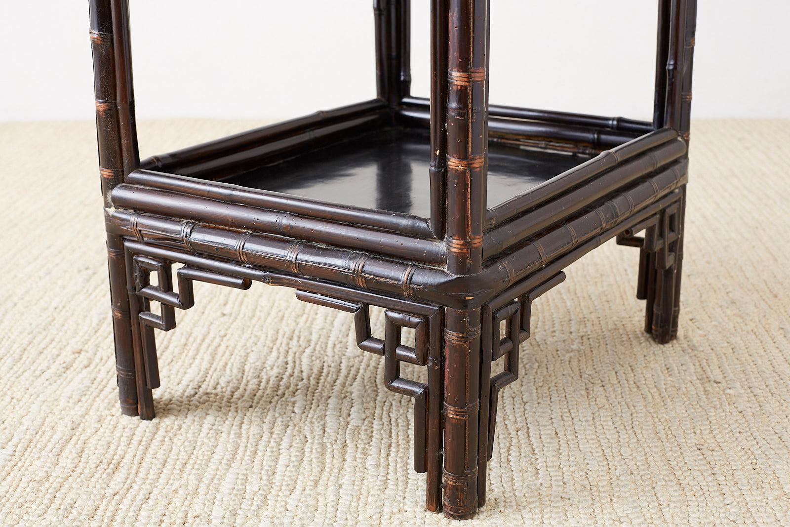 Chinese Bamboo Rattan Lacquered Two-Tier Centre Table For Sale at ...