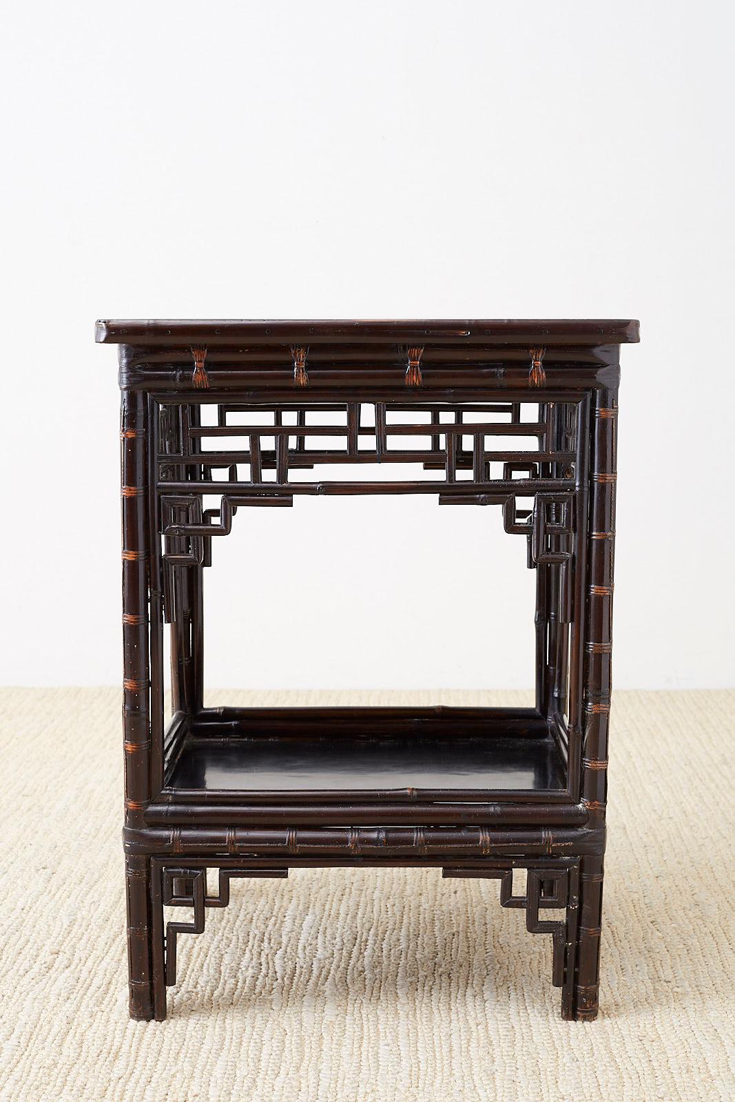 Chinese Bamboo Rattan Lacquered Two-Tier Centre Table For Sale at ...