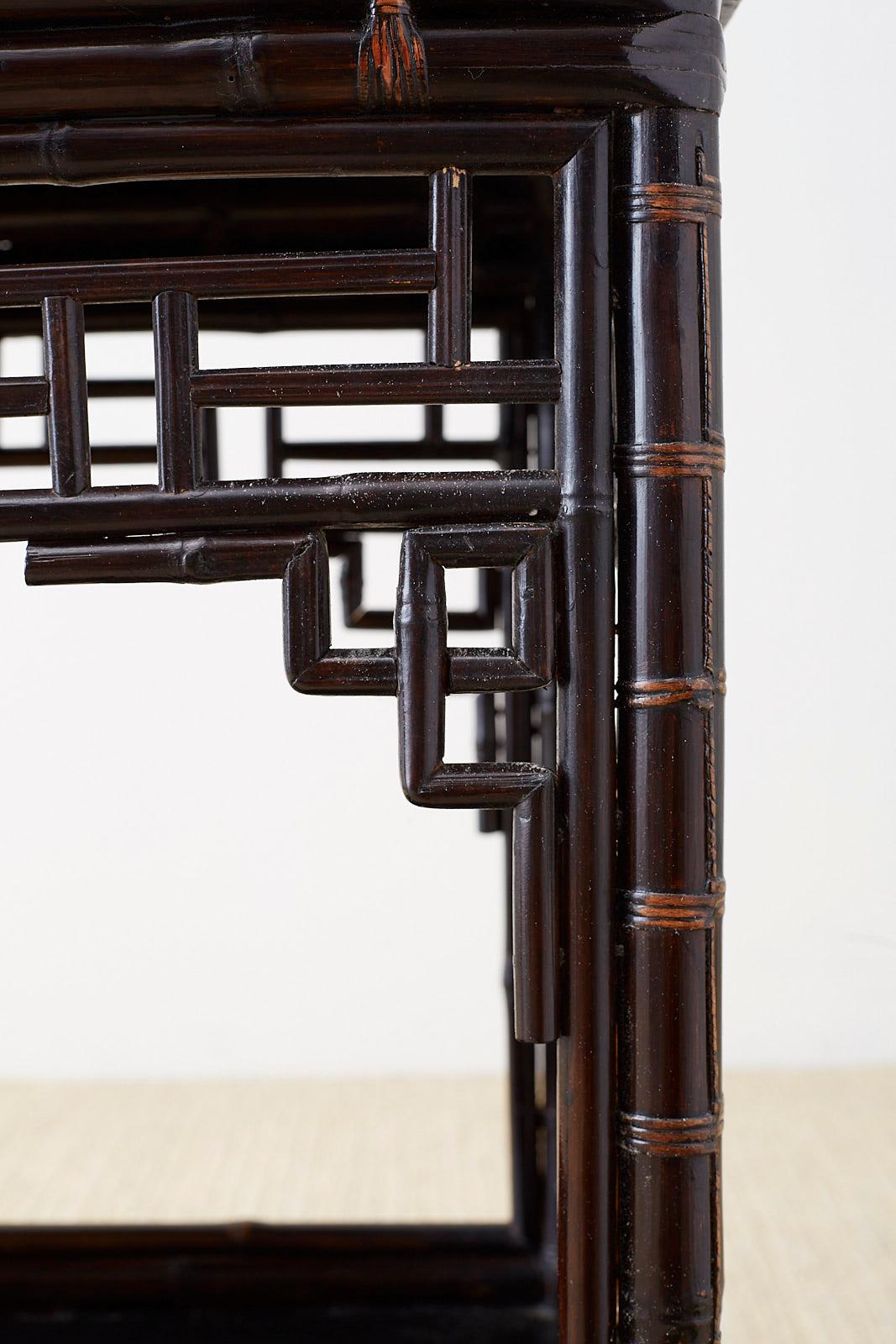 Chinese Bamboo Rattan Lacquered Two-Tier Centre Table For Sale at ...