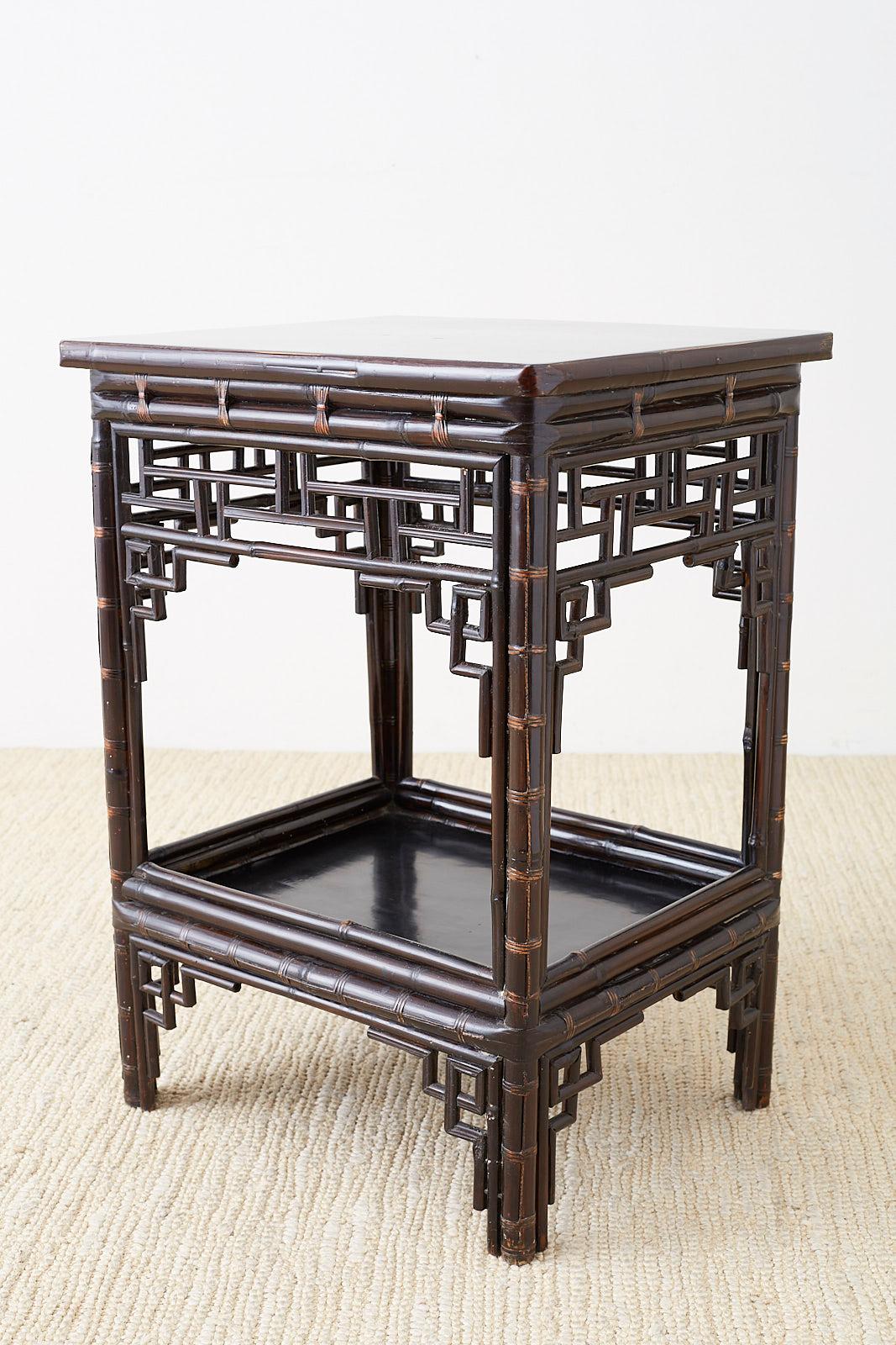 Chinese Bamboo Rattan Lacquered Two-Tier Centre Table For Sale at ...