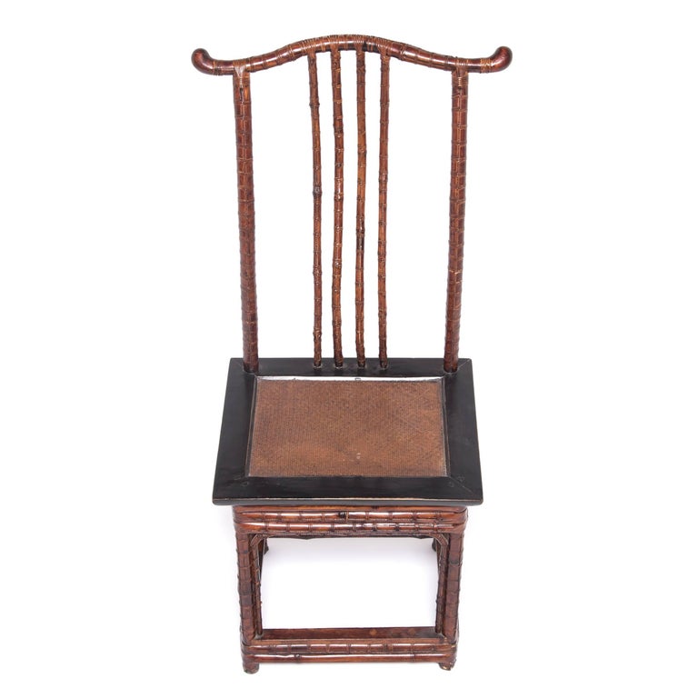 Chinese Bamboo Yokeback Chair with Woven Seat at 1stDibs