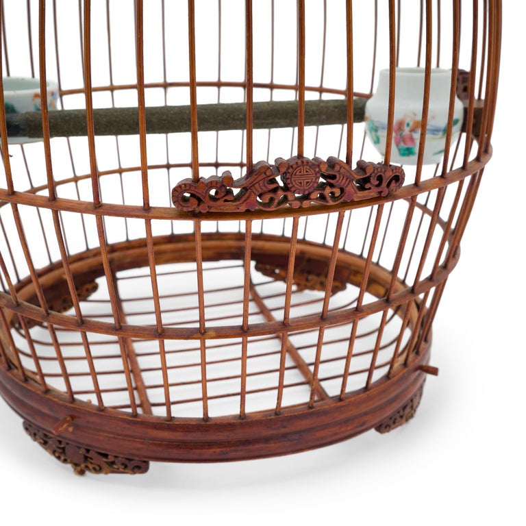 Chinese Barrel-Form Bamboo Birdcage, circa 1900 For Sale at 1stDibs