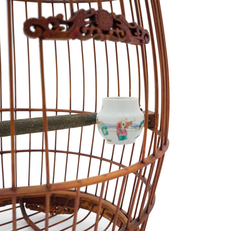 Chinese Barrel-Form Bamboo Birdcage, circa 1900 For Sale at 1stDibs