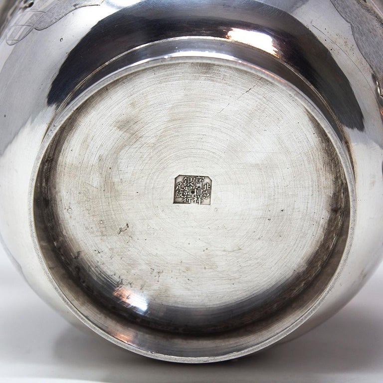 Chinese Beijing Silver Spittoon Pair | Bao Heng Xiang For Sale at 1stDibs