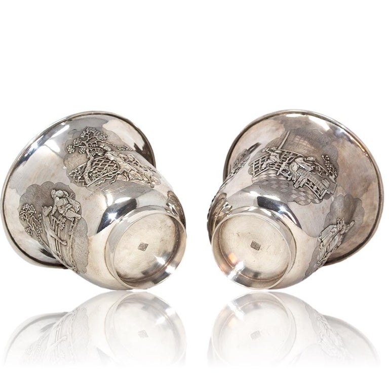 Chinese Beijing Silver Spittoon Pair | Bao Heng Xiang For Sale at 1stDibs