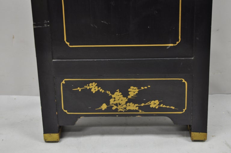 Chinese Black Carved Soapstone Geisha Girl 4 Panel Folding Screen Room ...