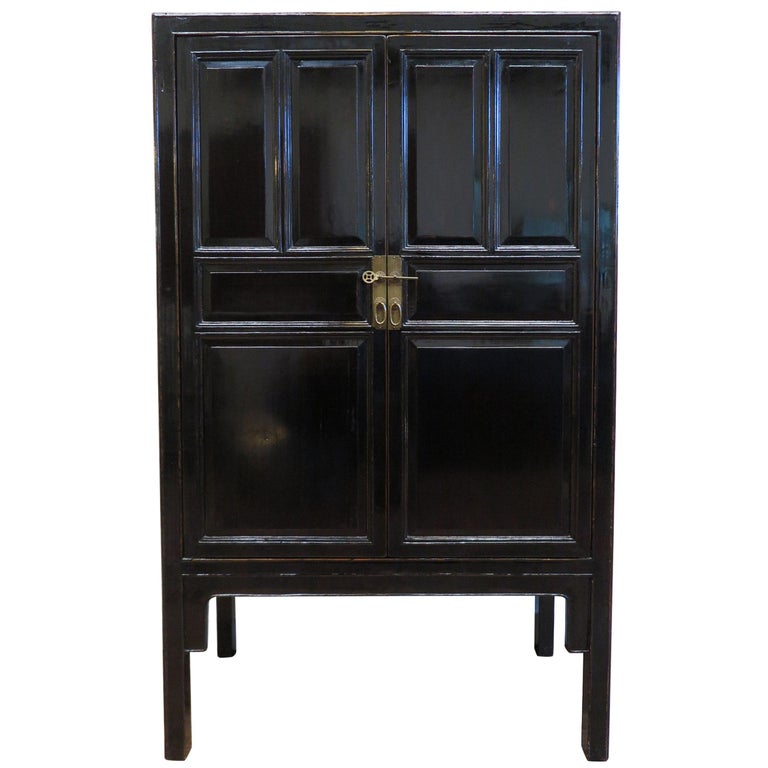 Chinese Black Lacquer Cabinet at 1stDibs
