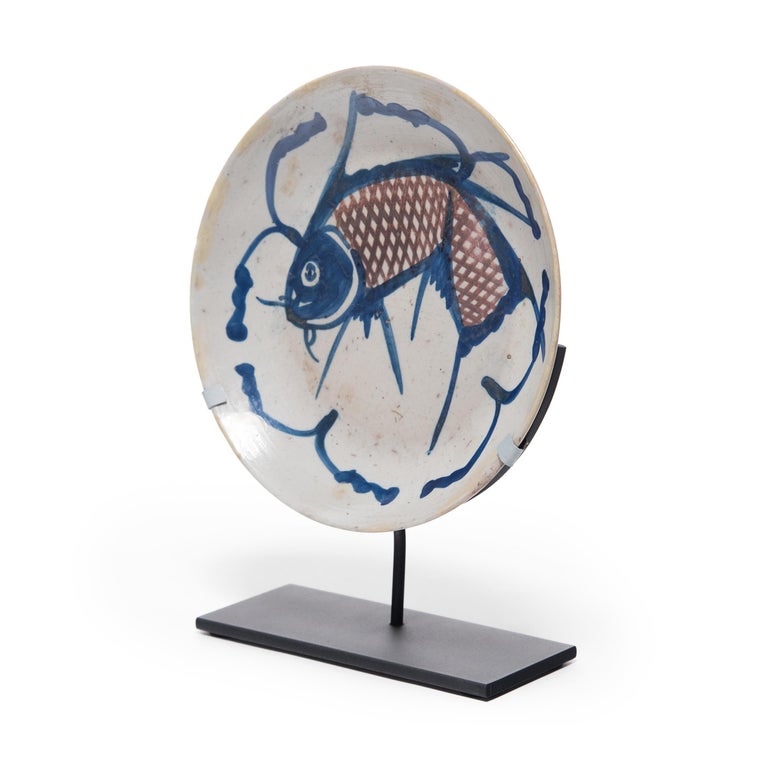 Chinese Blue and White Fish Plate, circa 1850 at 1stDibs