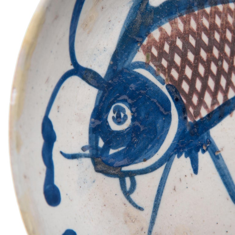 Chinese Blue and White Fish Plate, circa 1850 at 1stDibs