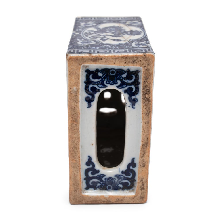 Chinese Blue and White Fu Lion Headrest For Sale at 1stDibs