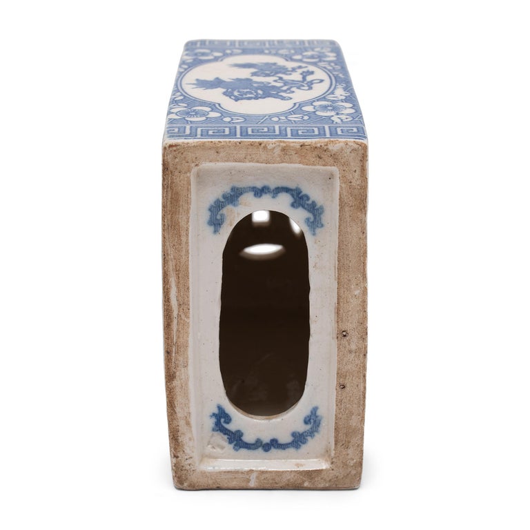 Chinese Blue and White Fu Lion Headrest For Sale at 1stDibs