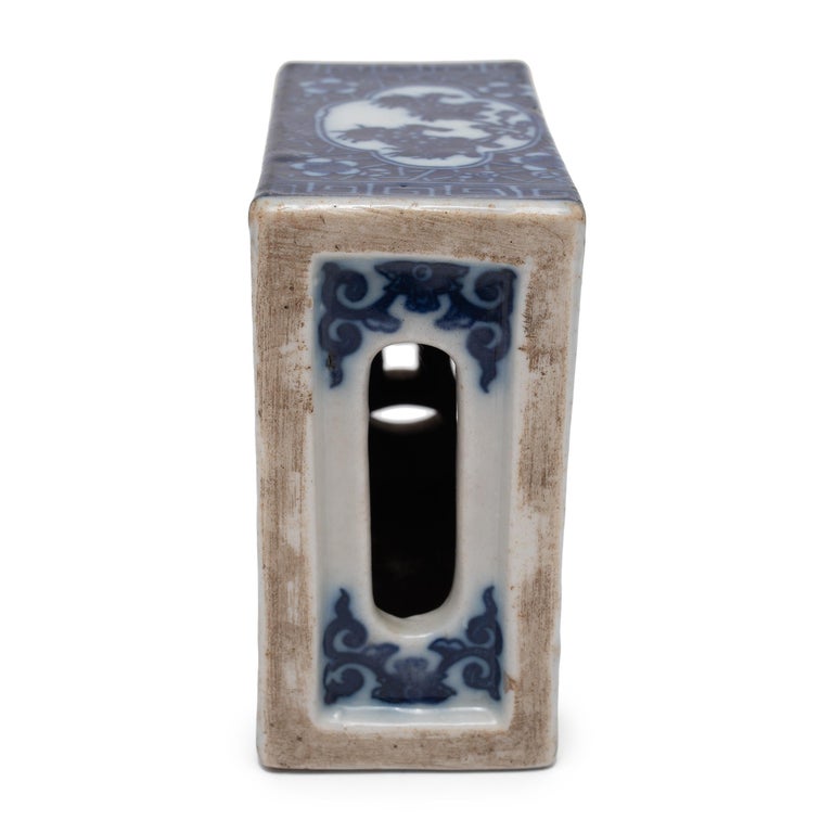 Chinese Blue and White Fu Lion Headrest For Sale at 1stDibs